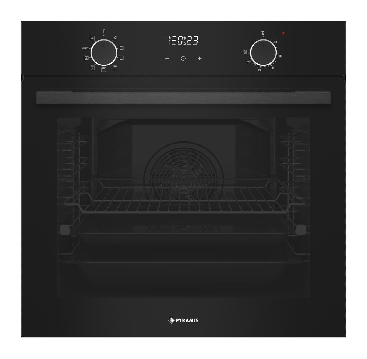 Cuptor electric Pyramis 60IN 4030 ND Smoked 3Glass, 9 functii, clasa A